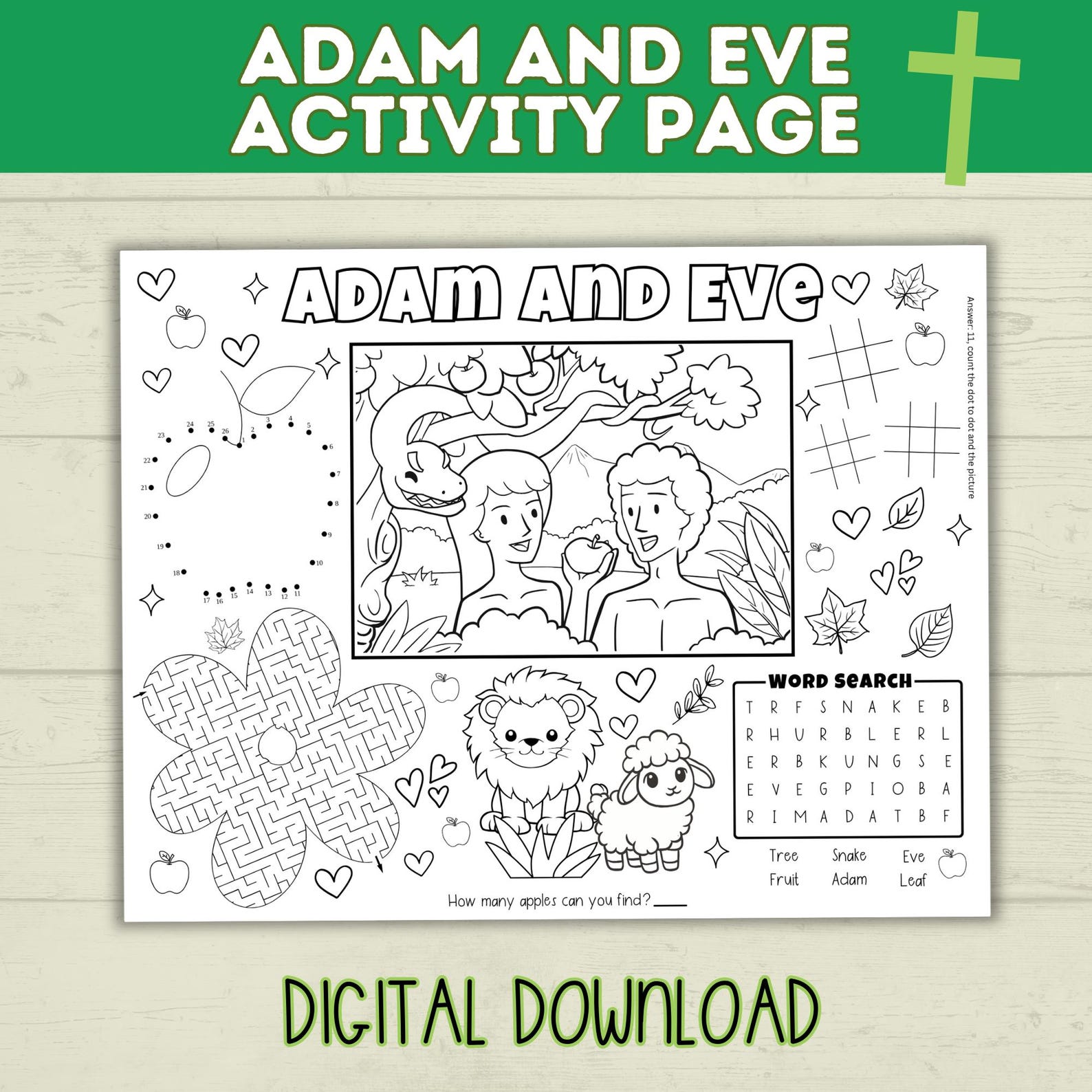 Adam and Eve Craft | Kids Coloring Page | Kids Printable | Adam and Eve ...