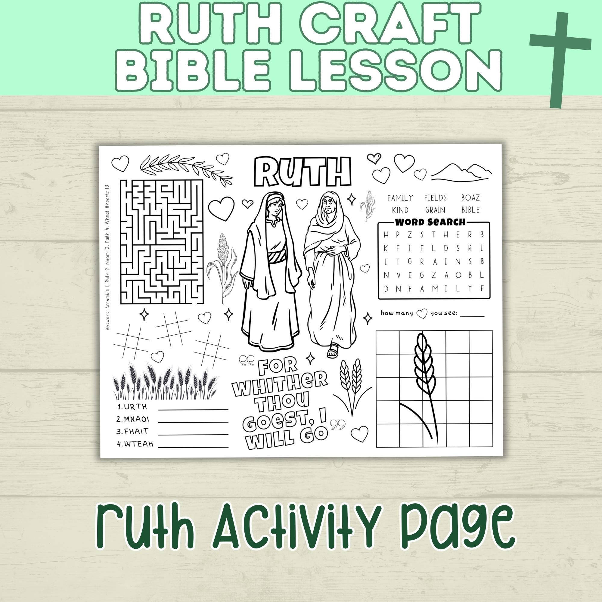 Ruth and Naomi Bible Character Lesson Activity Page Kids, Sunday School ...