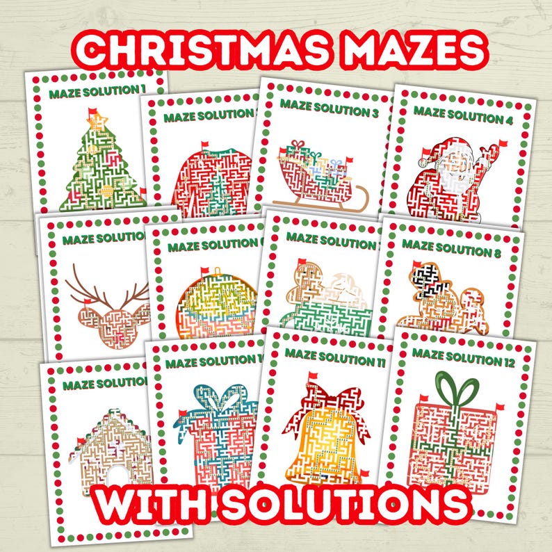 Printable Christmas Mazes for Kids and Classroom, Party Game, Holiday ...