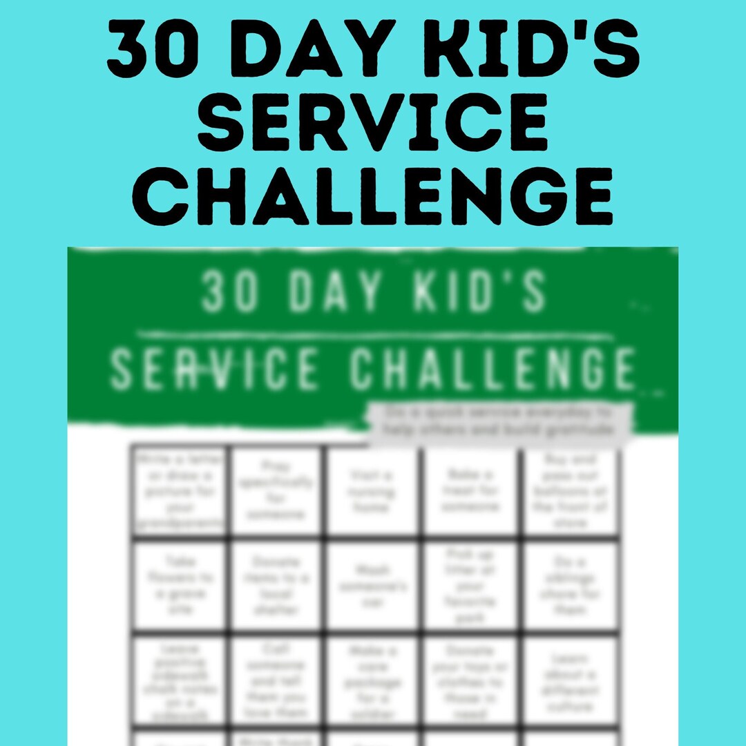 30 Day Kid's Service Challenge | Teaching Kids About Service - Etsy