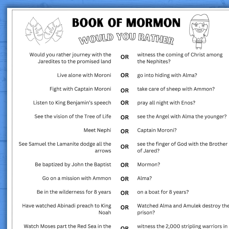 Book of Mormon Would You Rather for Kids | Kids Activities | BOM ...