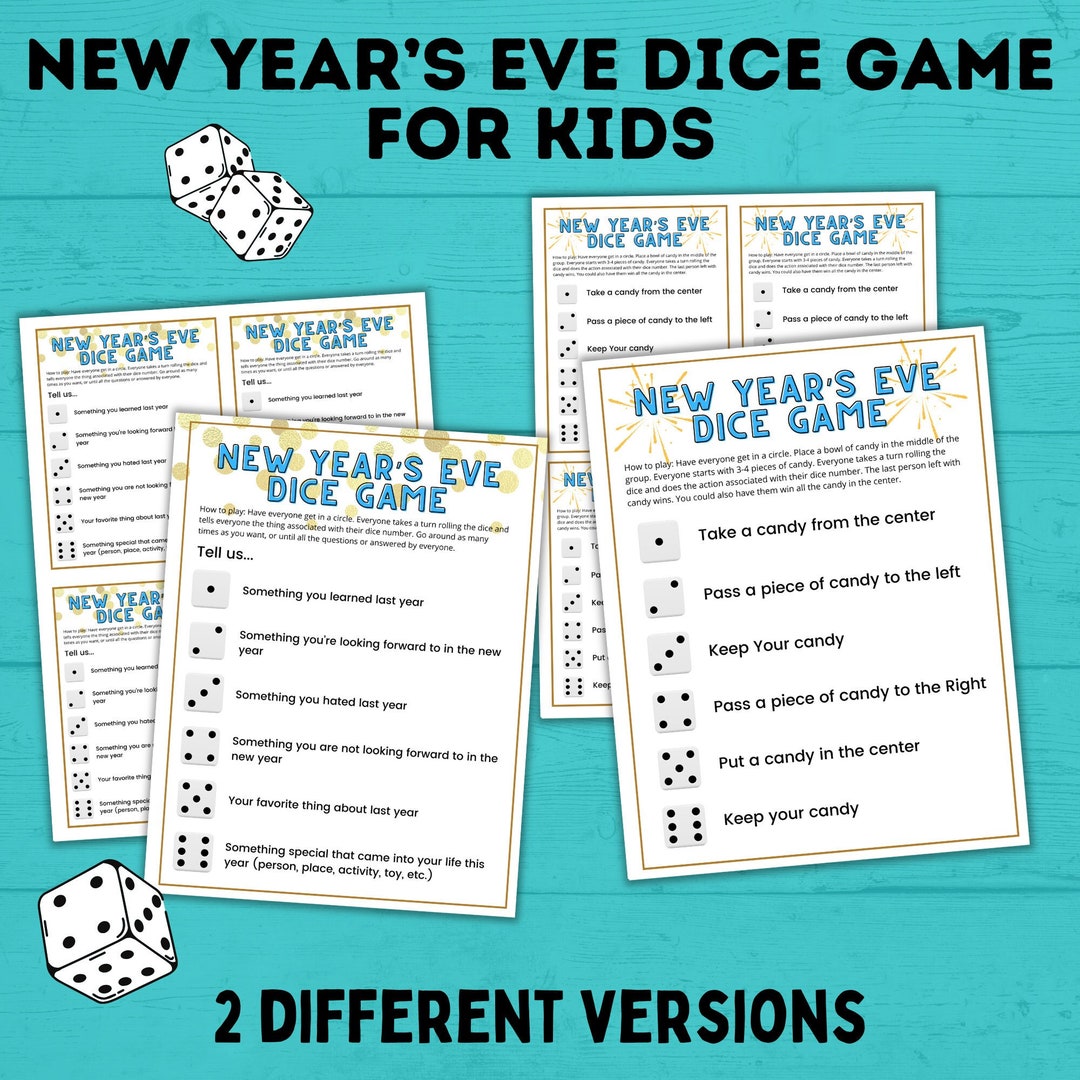 New Year's Eve Game for Kids and Family | New Year's Eve Dice Game ...
