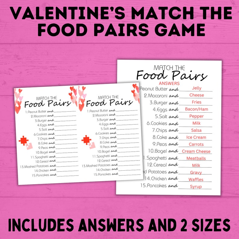 Valentine's Day Games | Valentine's Day Match Game | Food Pairs Game ...