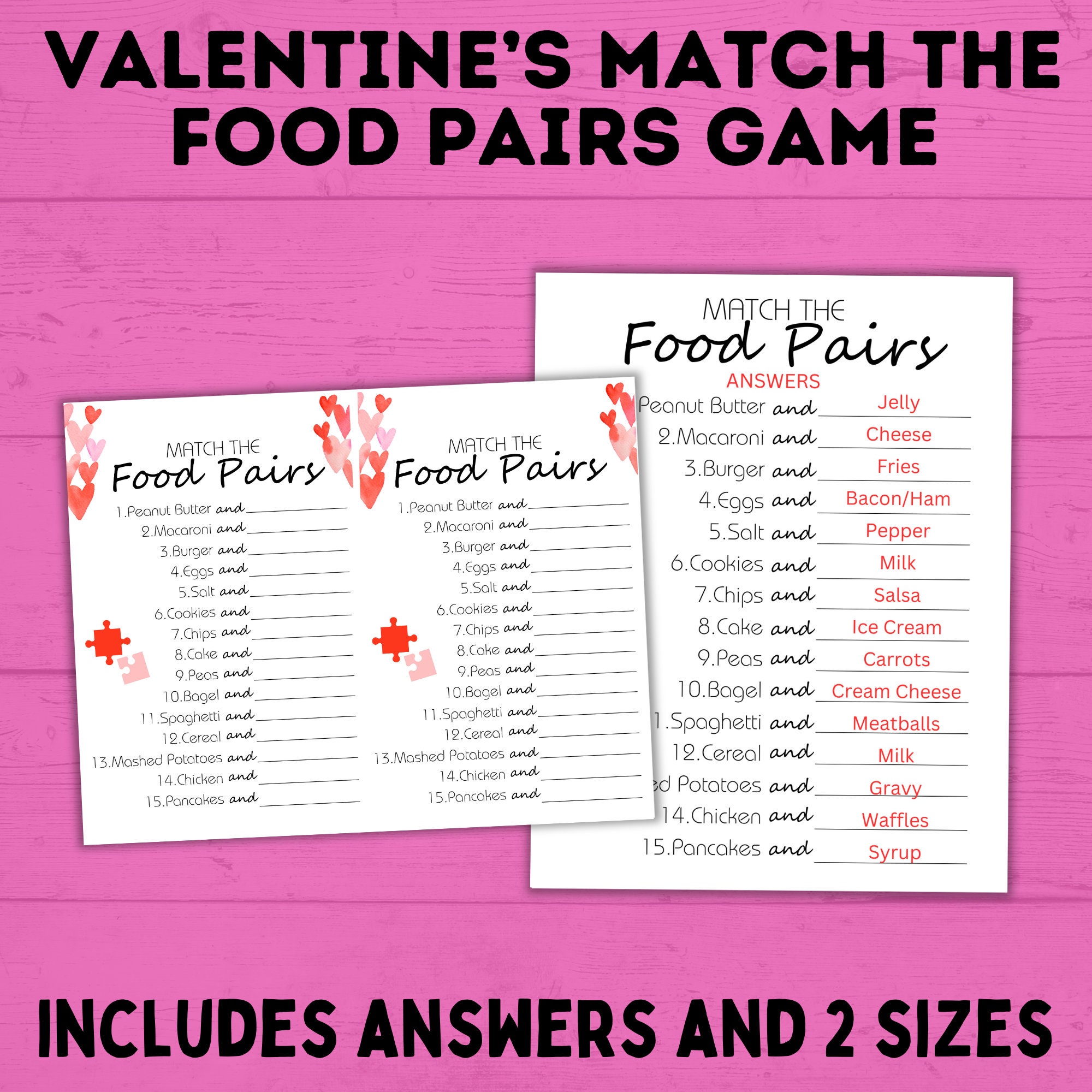 Valentine's Day Games | Valentine's Day Match Game | Food Pairs Game ...
