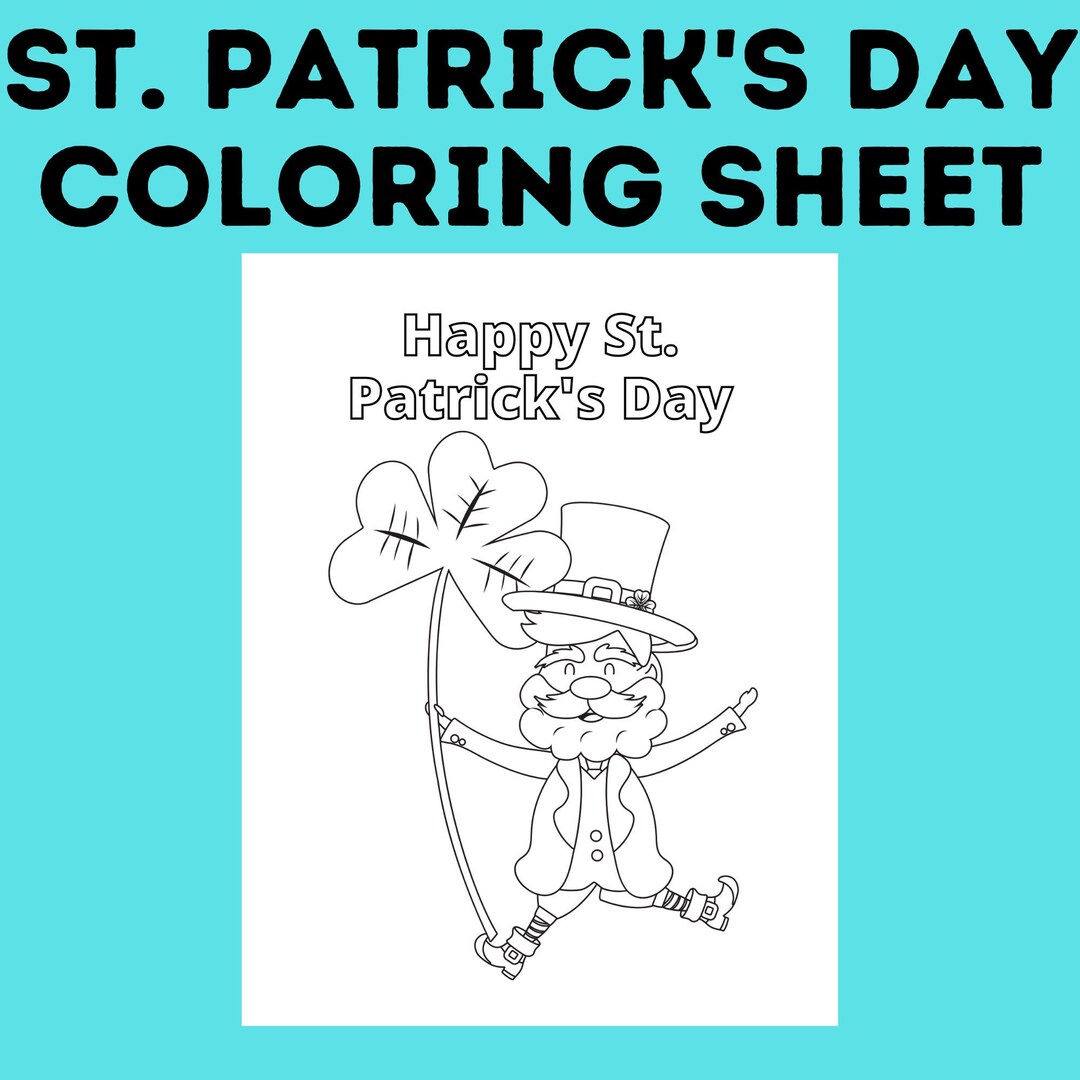 St Patrick s Day Coloring Page For Kids Kids Coloring Etsy