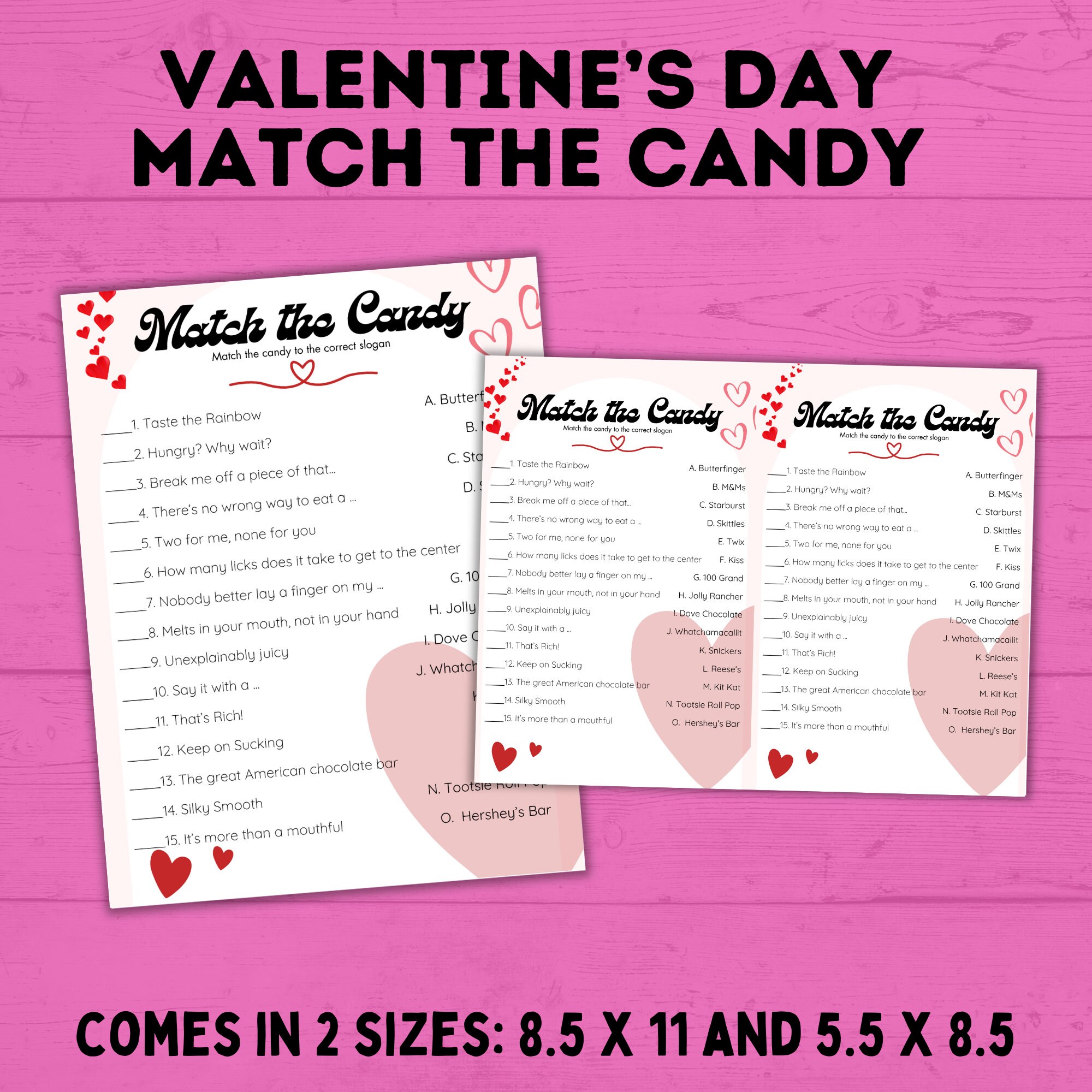 Valentine's Day Classroom Game Valentine's Day Kid's Game Match the ...
