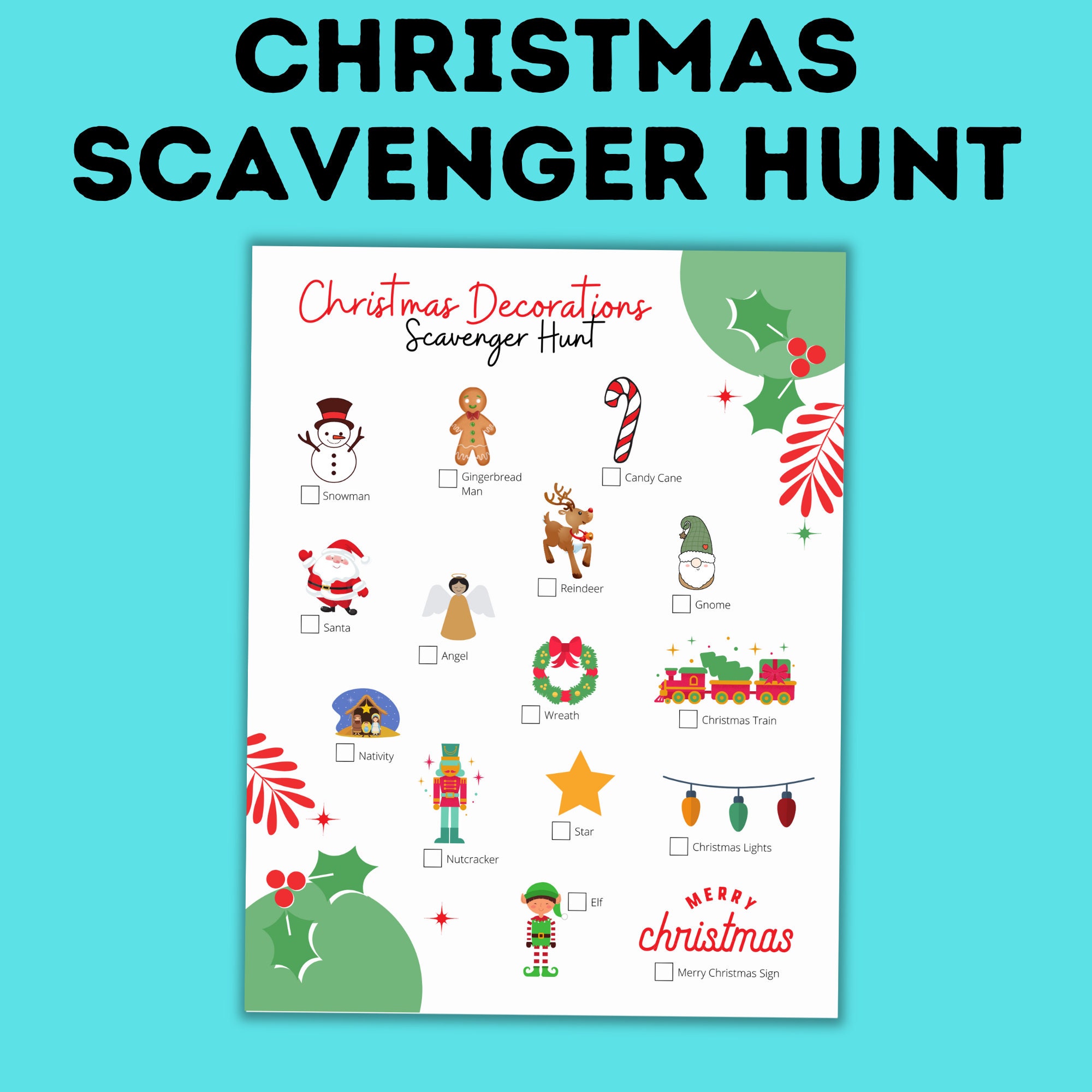 Christmas Decorations Scavenger Hunt | Christmas Games | Family Games ...