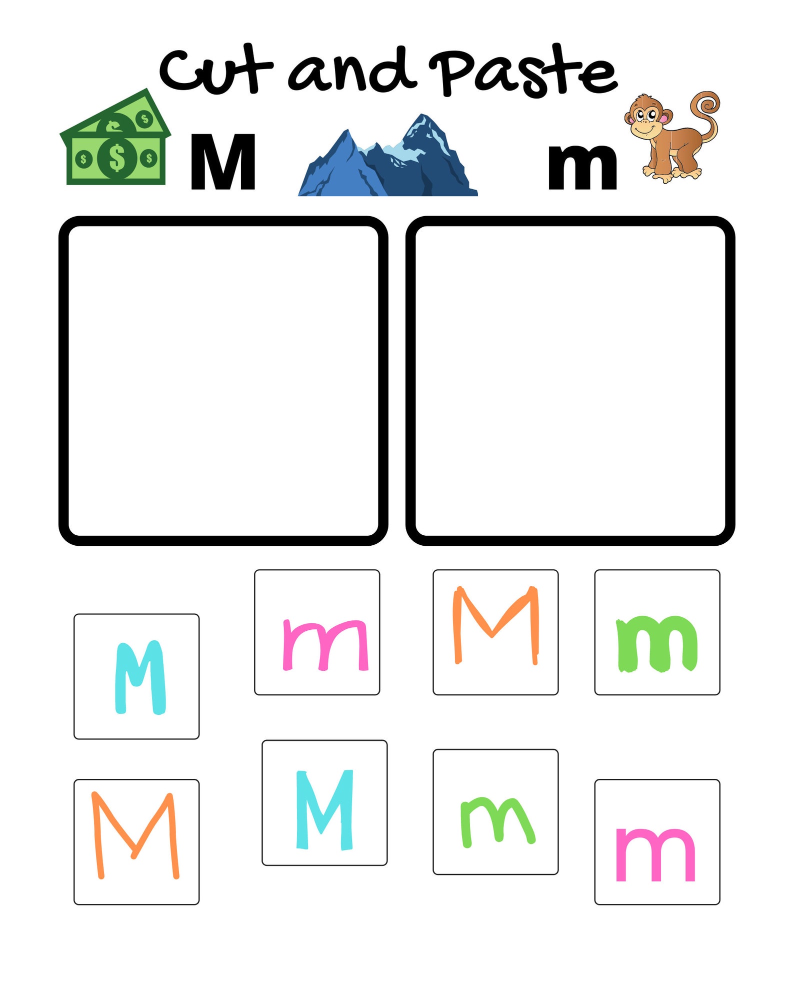 ABC Cut and Paste Preschool Learning Activity | Preschool Printable ...