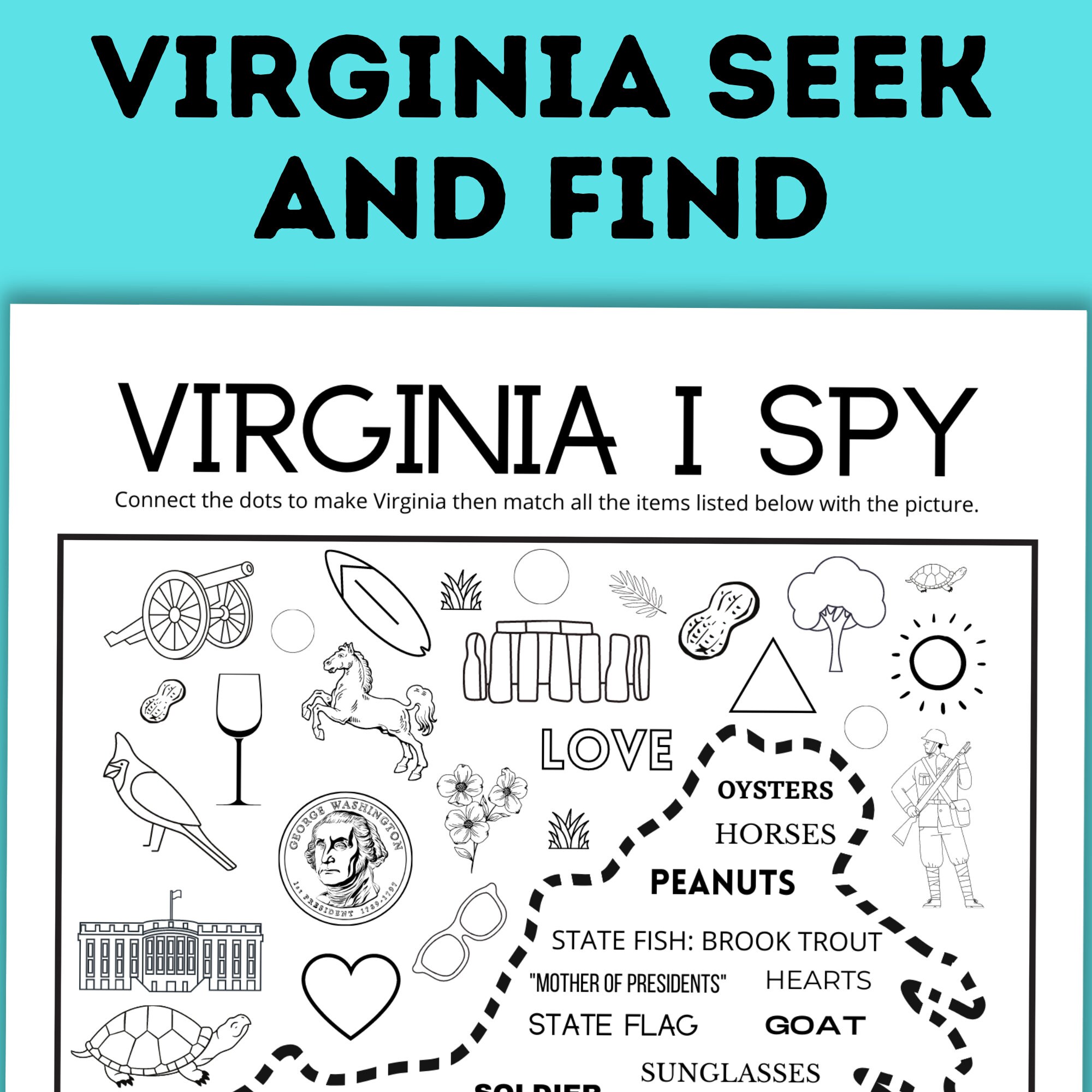 Virginia I Spy | Virginia Themed Game | Virginia Printable | Virginia ...