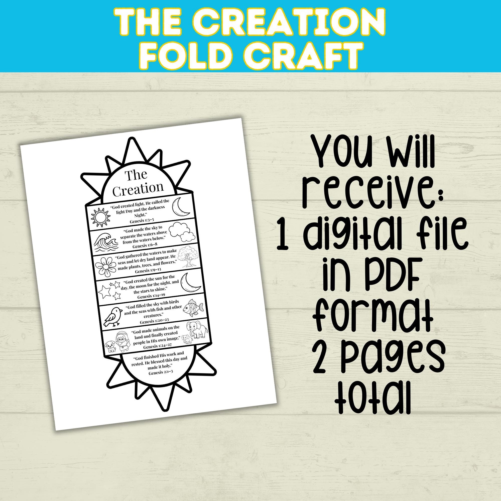 7 Days of Creation Bible Story Sunday School Craft for Kids, Old ...