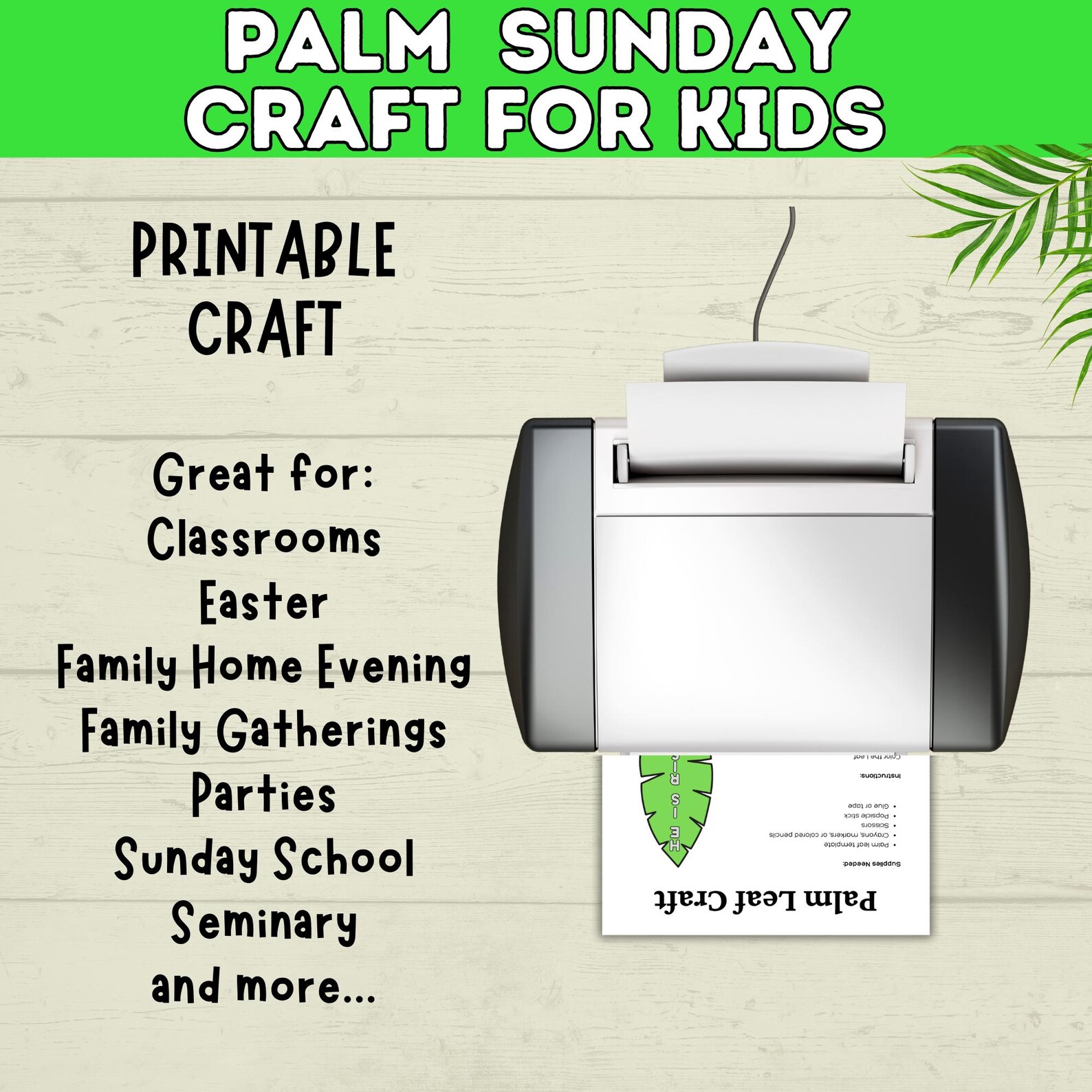 Palm Sunday Leaf Template Craft, Easy Easter Craft, Holy Week Craft ...