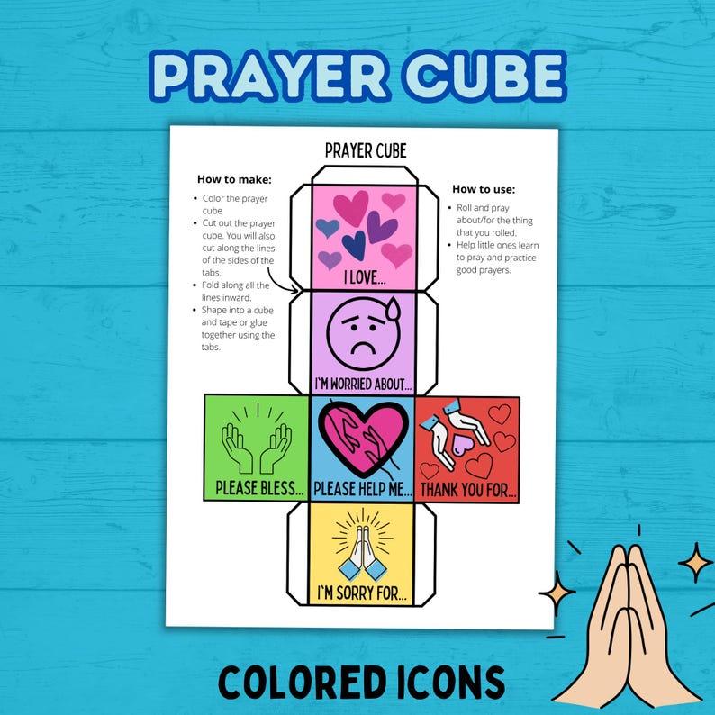 Prayer Cube Activity, Pray Coloring Pages, Bible Crafts for Kids, Faith ...