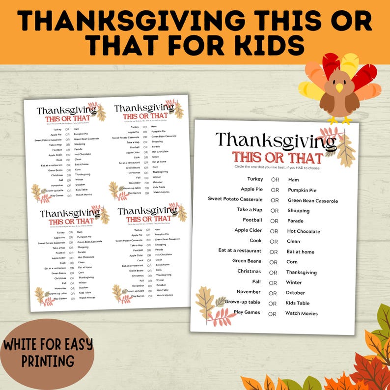 Thanksgiving This or That | Thanksgiving Game | Dinner Game | Party ...