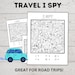 I Spy Travel Fun Printable Game for Kids, Airplane Activity, Road Trip ...