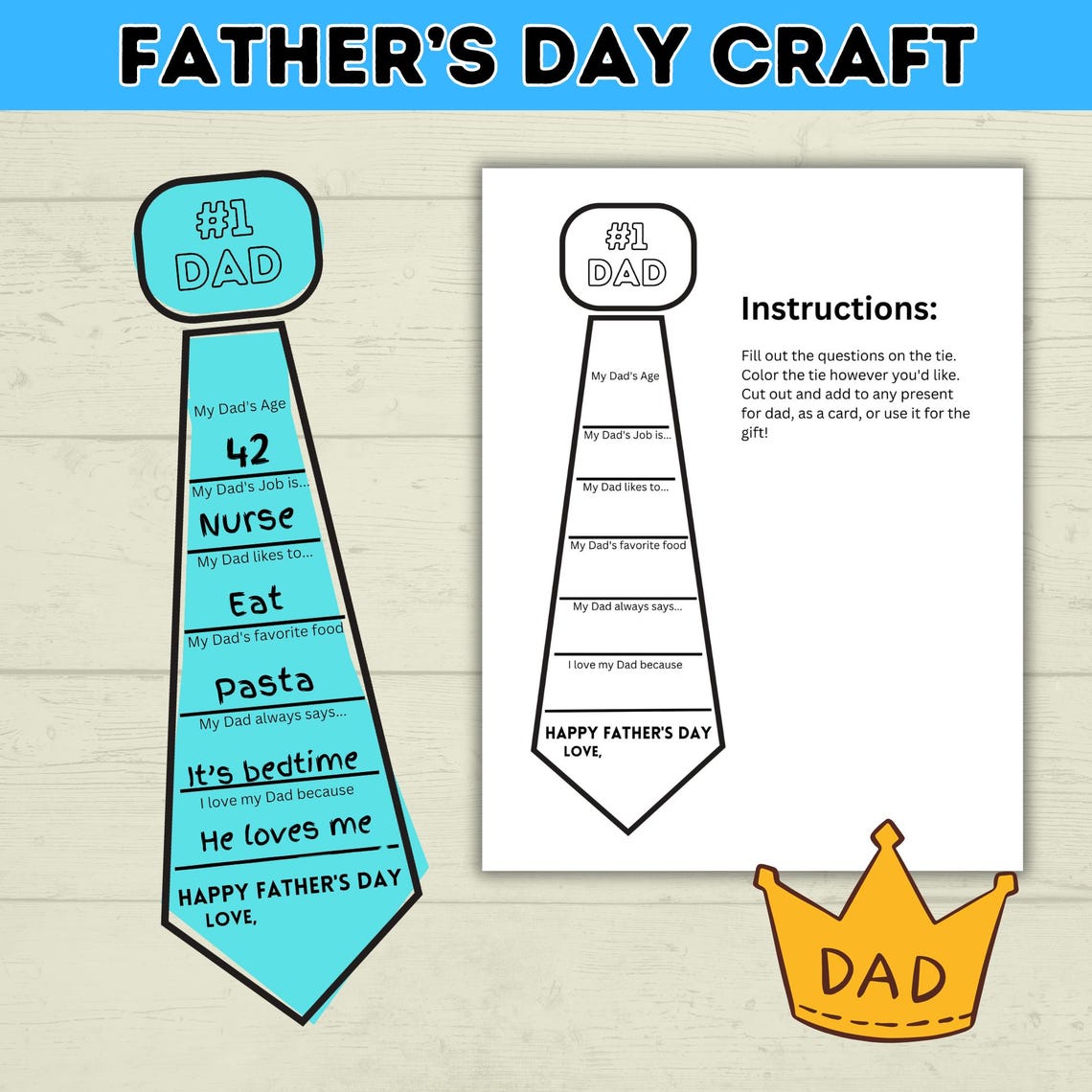 Father's Day Craft for Dad | Father's Day Printable | Father's Day Gift ...