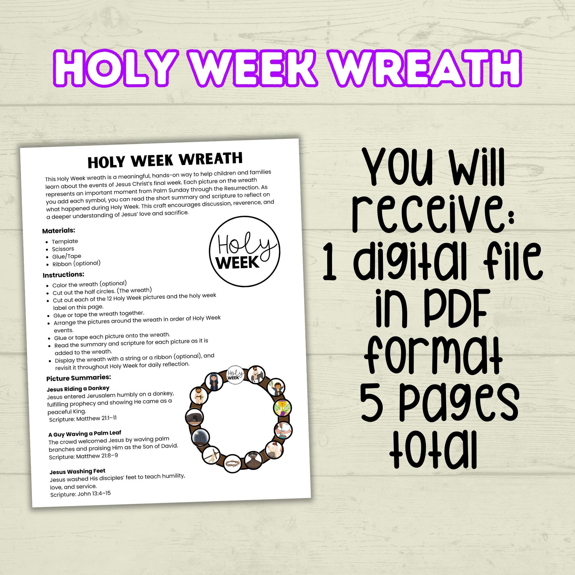 Holy Week Story Craft, Holy Week Wreath, Palm Sunday Bible Craft ...