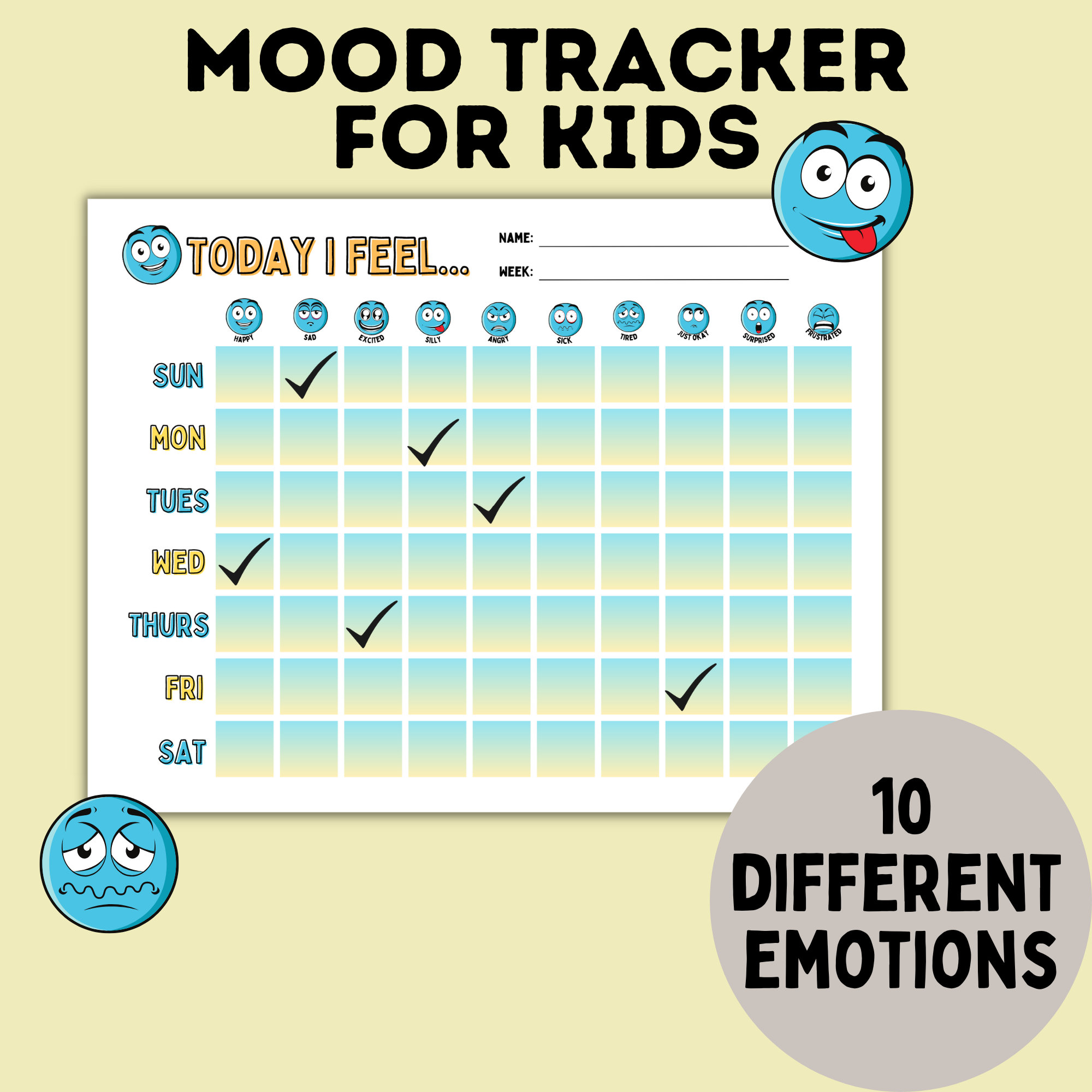 Kid's Mood Tracker | Track Mood | Mood Calendar | Mood Chart | Emotions ...