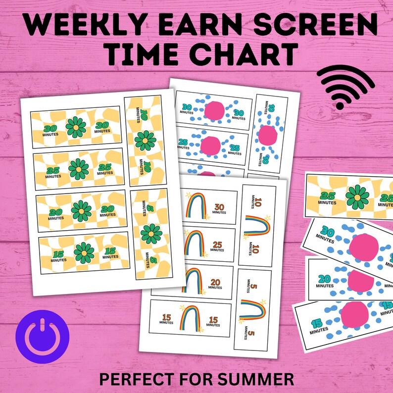 Screen Time PDF Chart for Kids, Weekly Tracker Printable, Daily Routine ...