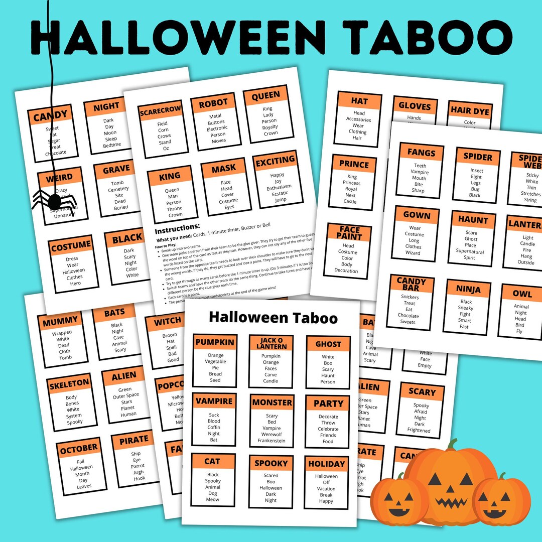 Halloween Taboo Game for Kids | Party Games | Halloween Party Games ...