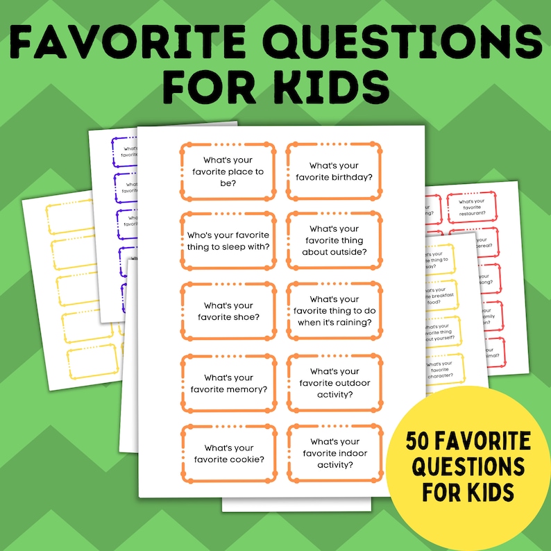 What's Your Favorite Questions for Kids Cards | Question Cards for Kids ...