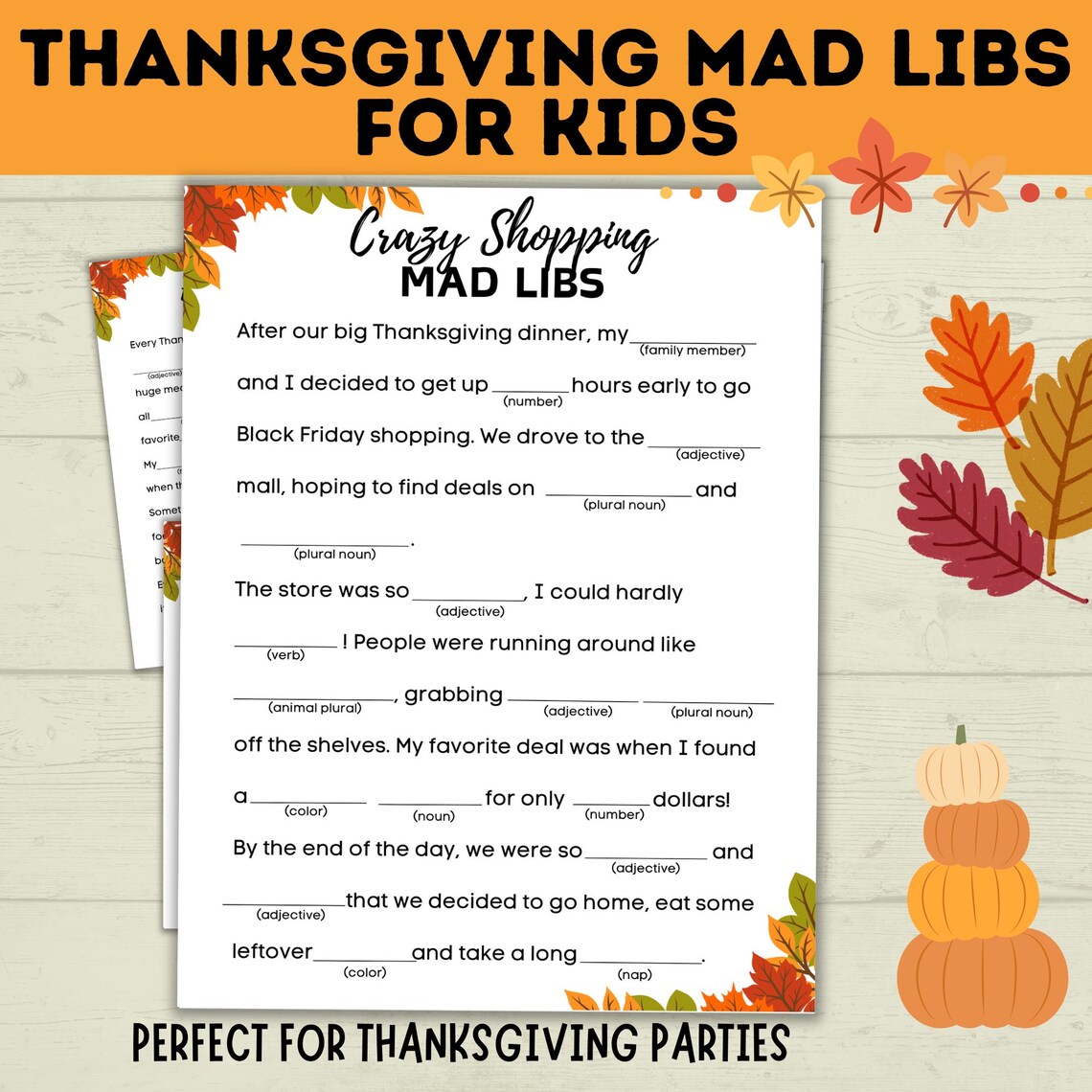Thanksgiving Mad Libs for Kids | Thanksgiving Games | Kids Games ...
