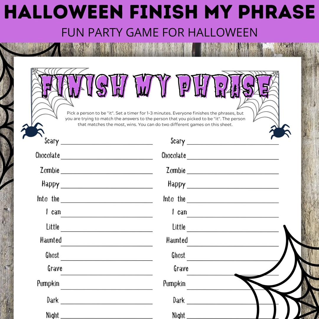 Halloween Finish My Phrase | Halloween Game | Halloween Party Game ...
