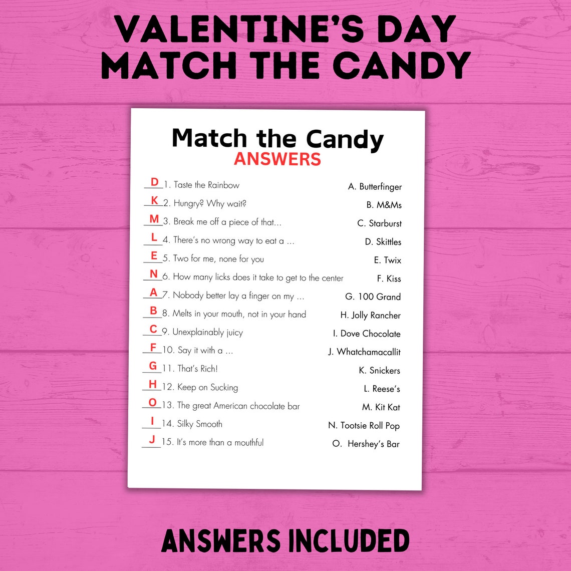 Valentine's Day Classroom Game Valentine's Day Kid's Game Match the ...