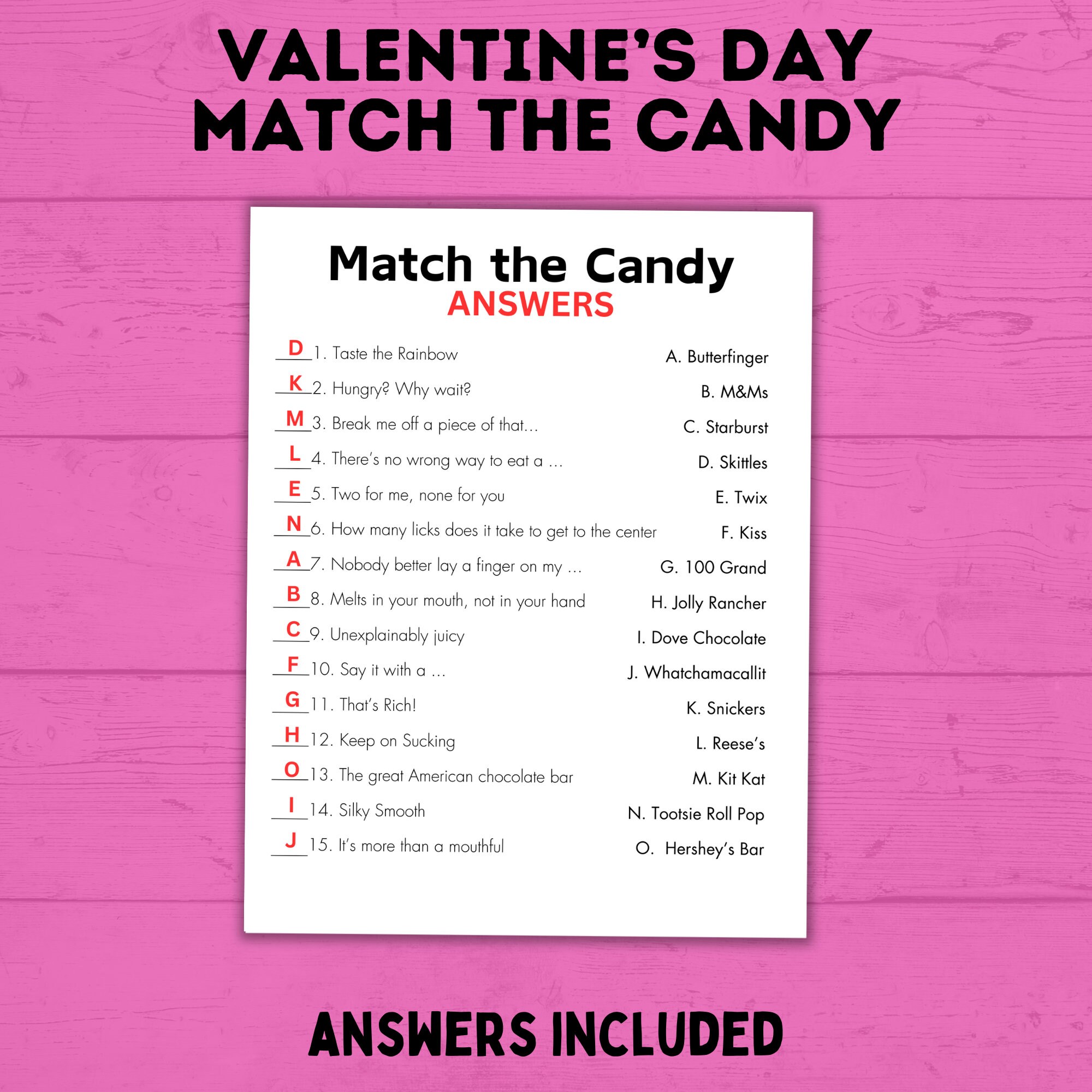 Valentine's Day Classroom Game Valentine's Day Kid's Game Match the ...