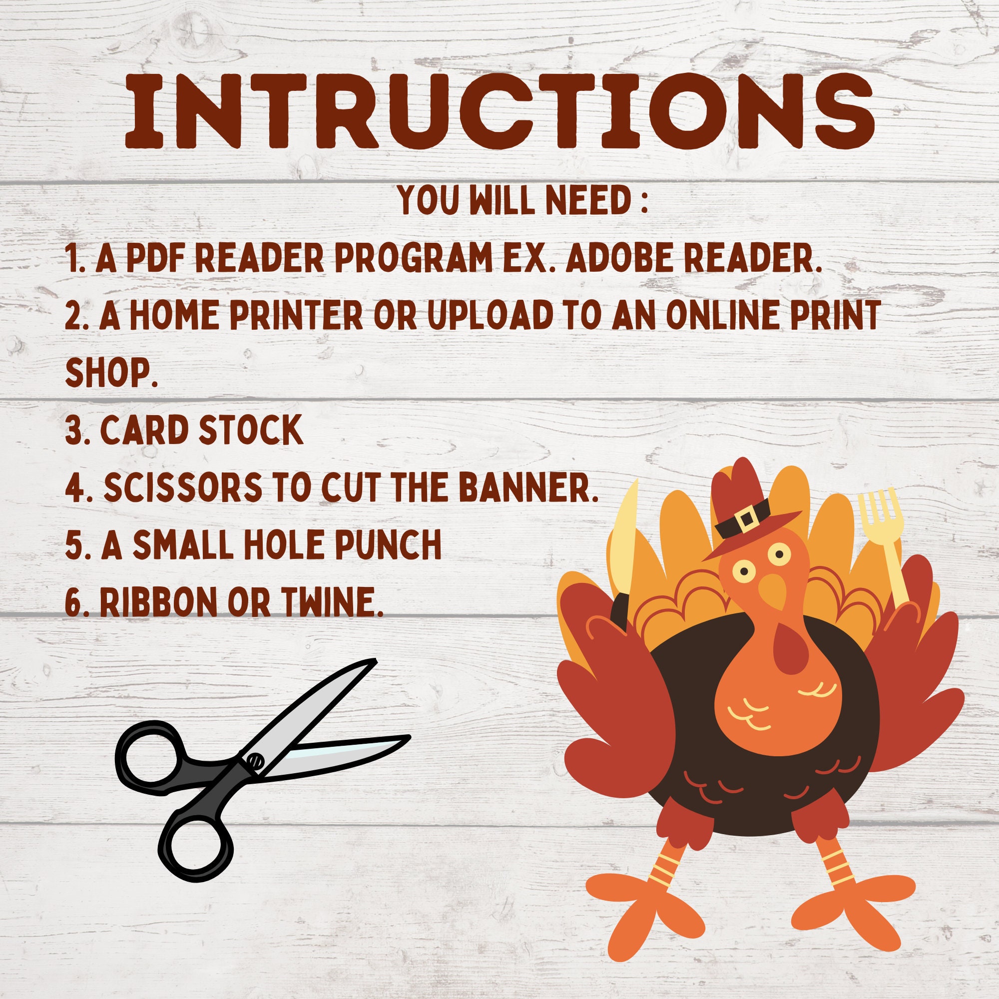 Happy Thanksgiving Banner Printable | Thanksgiving Banner File | Fall ...