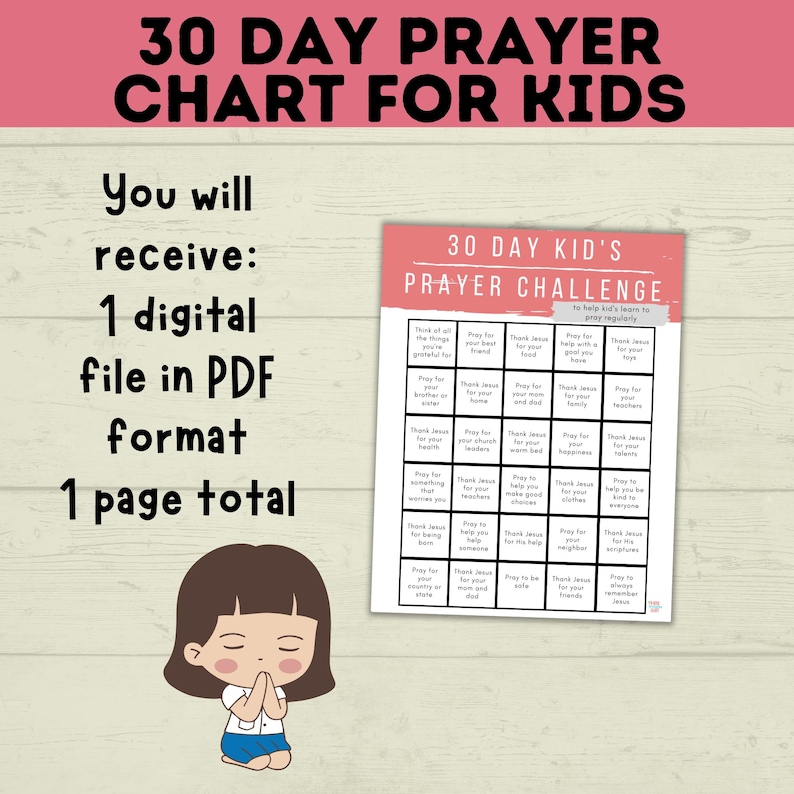 Kids Prayer | Prayer Challenge | Prayer Chart for Kids | Prayer Tracker ...