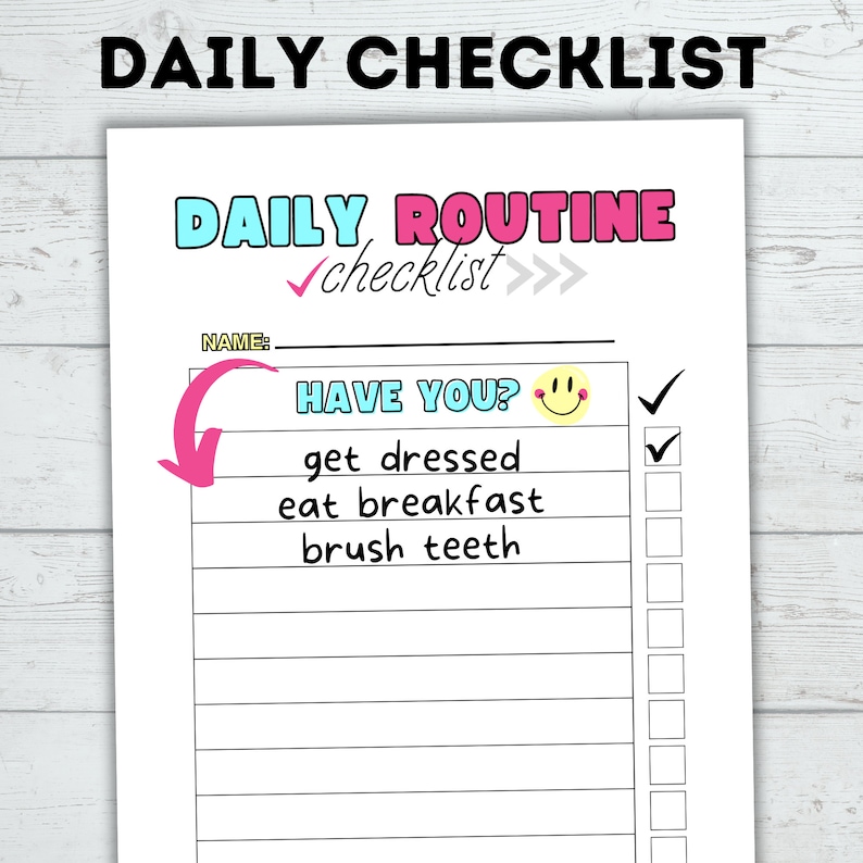 Daily Routine Checklist for Kids | Morning Routine Checklist | Bedtime ...
