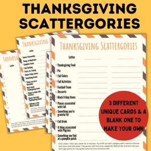 Thanksgiving Scattergories | Thanksgiving Games | Games | Scattergories ...