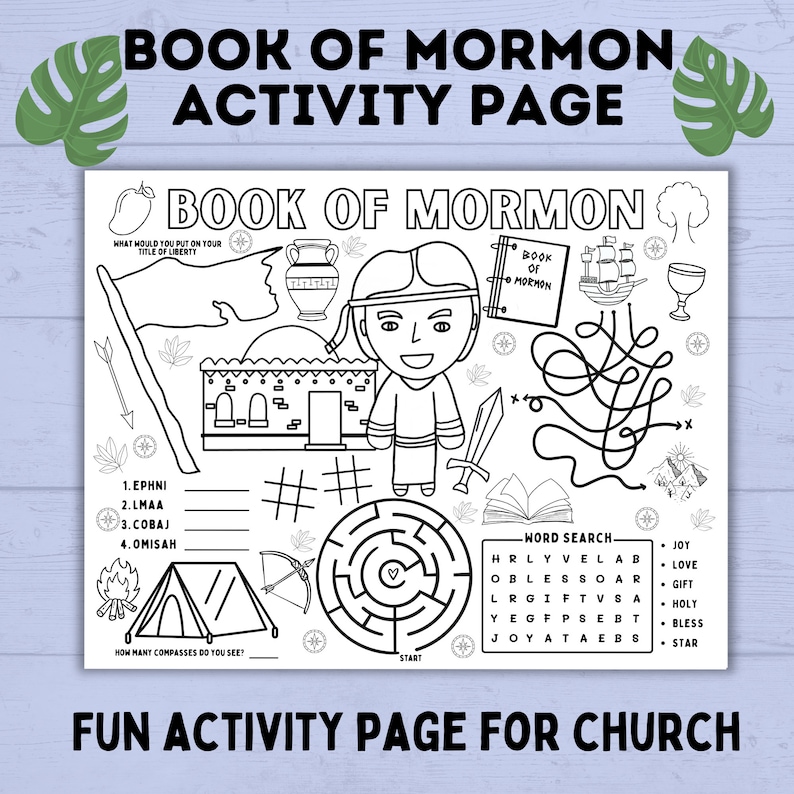 Book of Mormon Activity Page for Kids | Book of Mormon Lesson | Book of ...