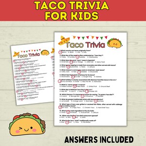 Taco Trivia Game for Kids: Fiesta Party (PDF Download) - Etsy