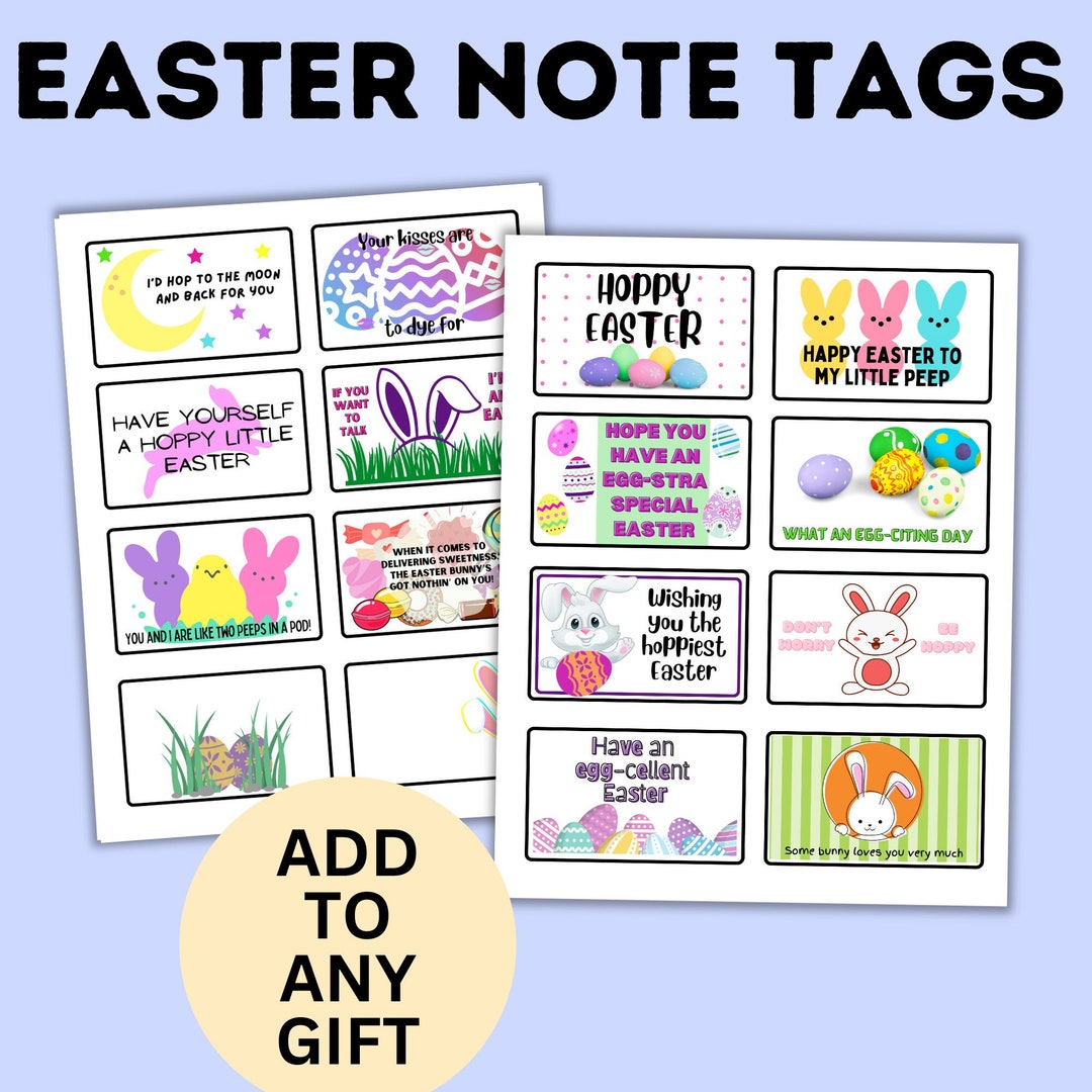 Easter Note Tags | Easter Gift Tags | Easter Lunch Notes | Easter Cards ...