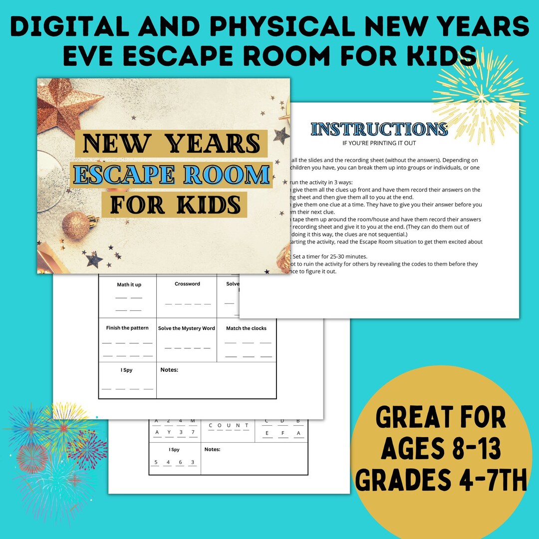 New Year's Eve Escape Room for Kids | Digital Escape Room for Kids ...