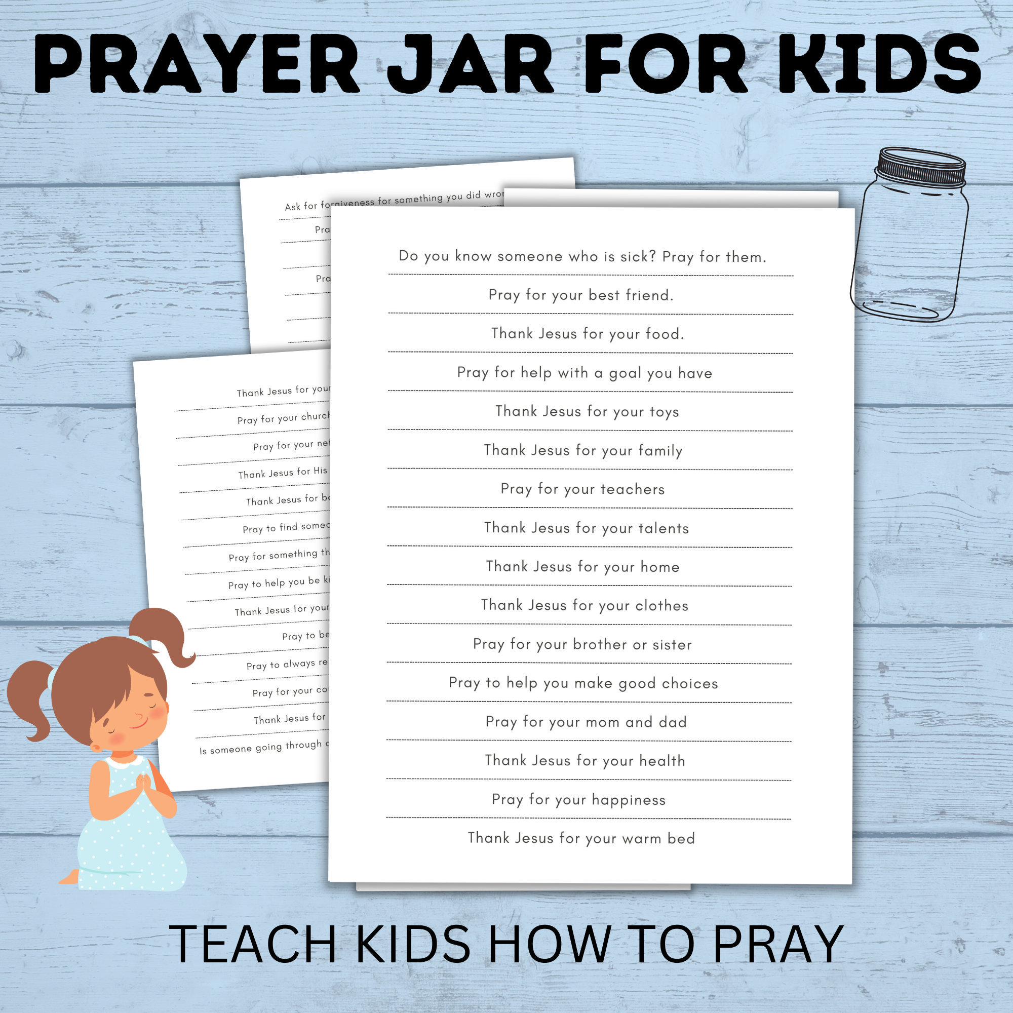 Prayer Prompts for Kids | Prayer Activities for Kids | Prayer Cards ...