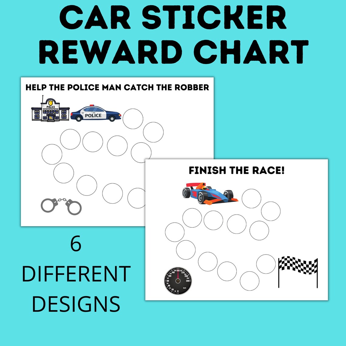 Race Car Reward Chart for Kids | Car Reward Chart | Boys Chore Chart ...