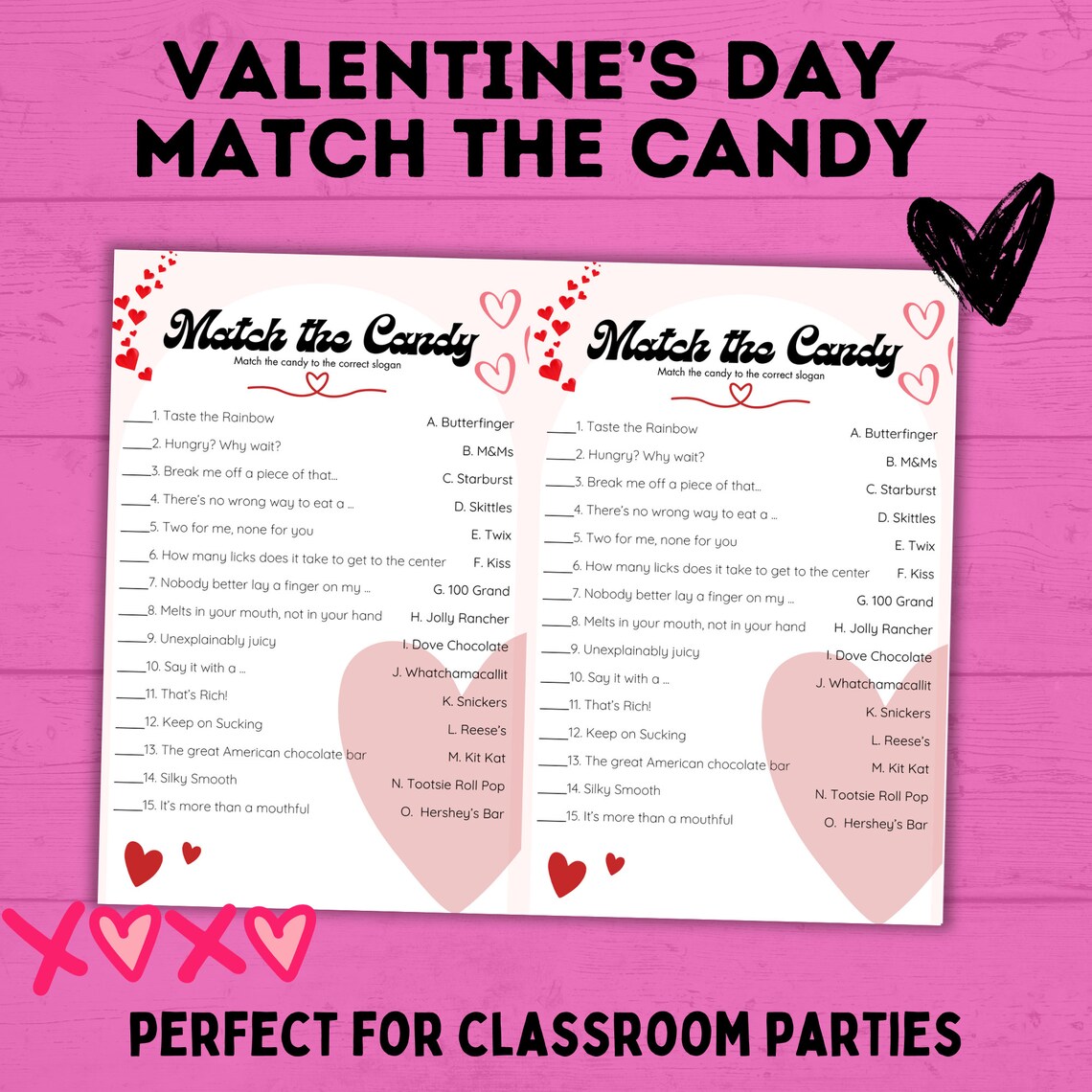 Valentine's Day Classroom Game Valentine's Day Kid's Game Match the ...