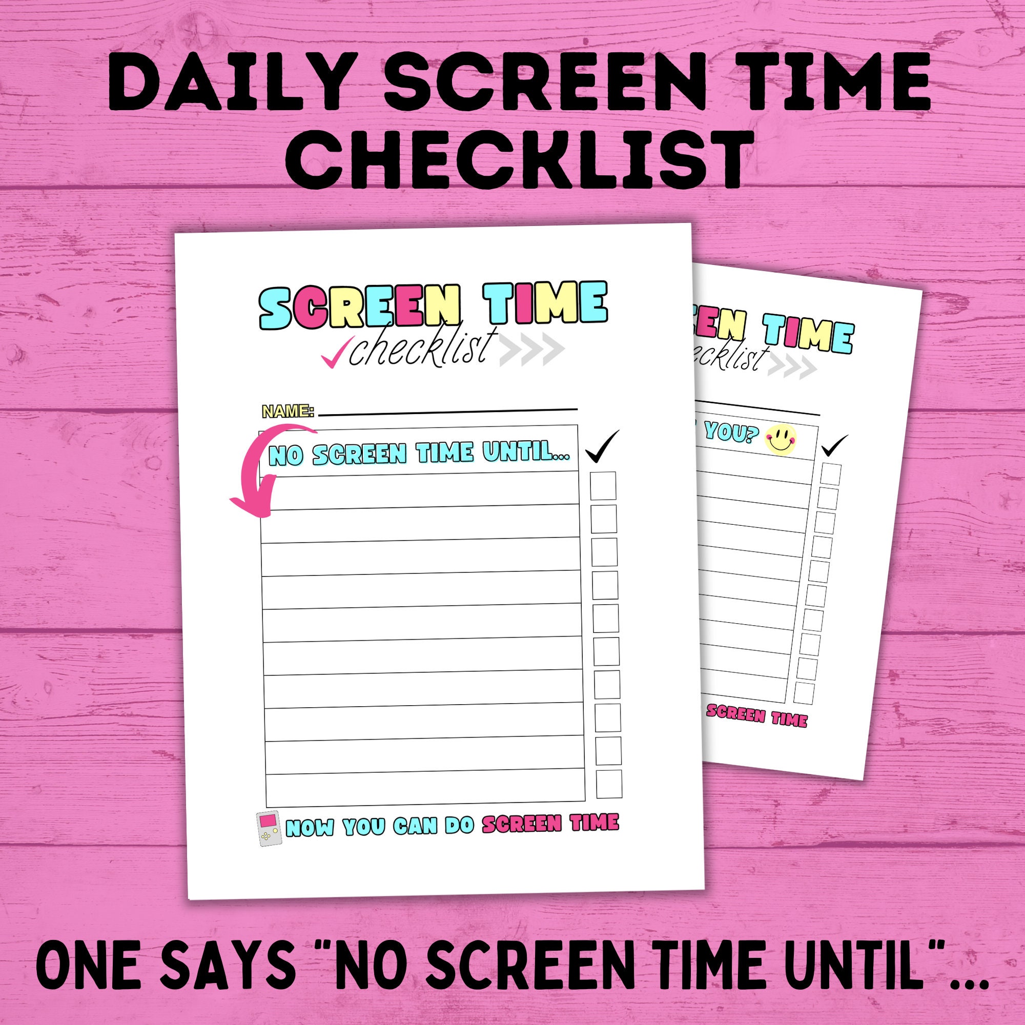 Daily Screen Time Checklist | Checklist for Kids | Screen Time Reward ...