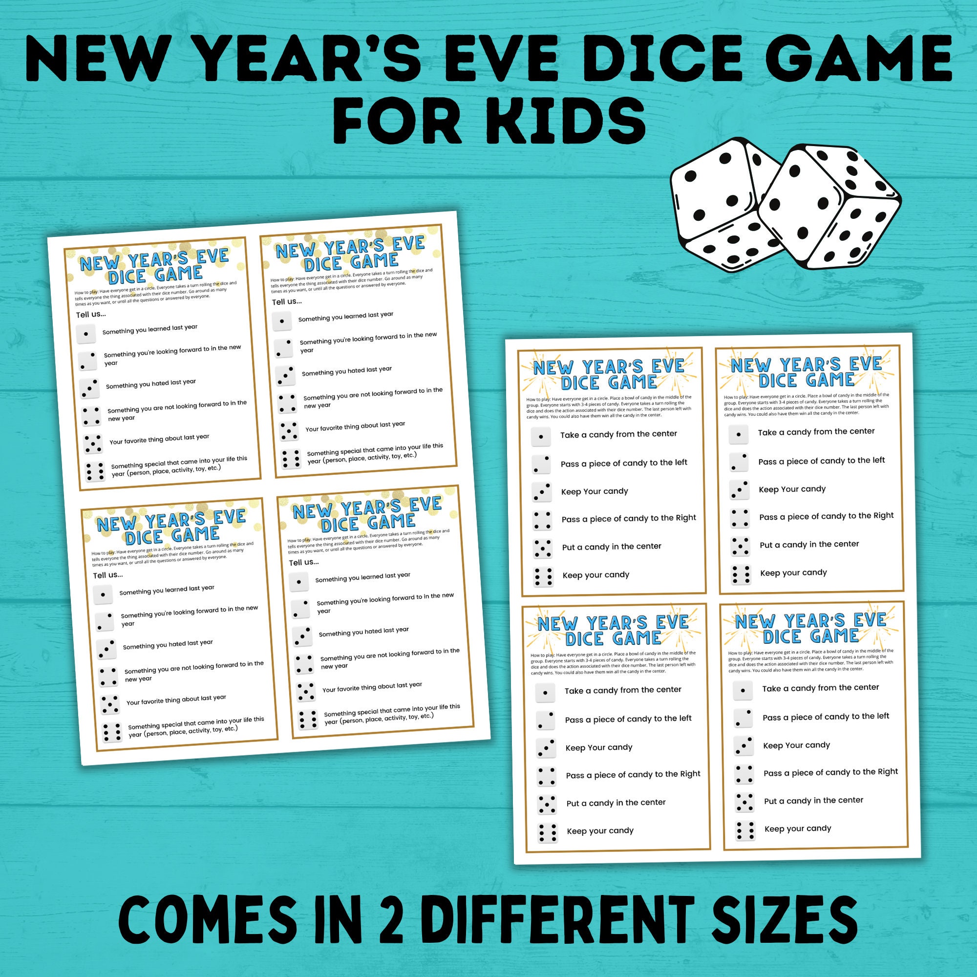 New Year's Eve Game for Kids and Family | New Year's Eve Dice Game ...