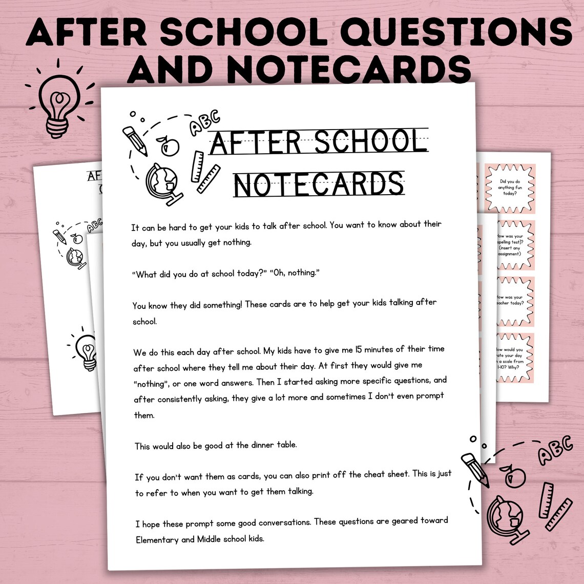 After School Questions for Kids | Kids Questions | Kids Notecards ...