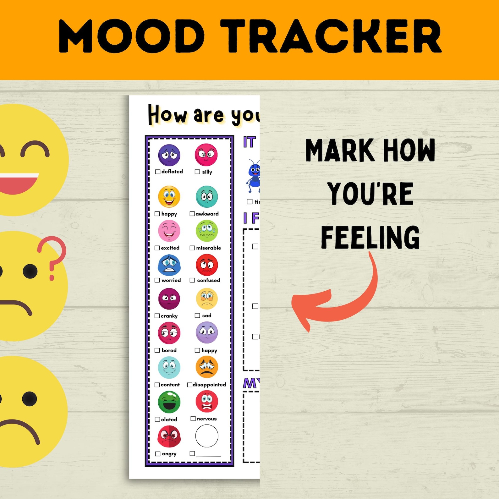 Feelings Chart | Mood Tracker | How Are You Feeling? | Mood Chart ...