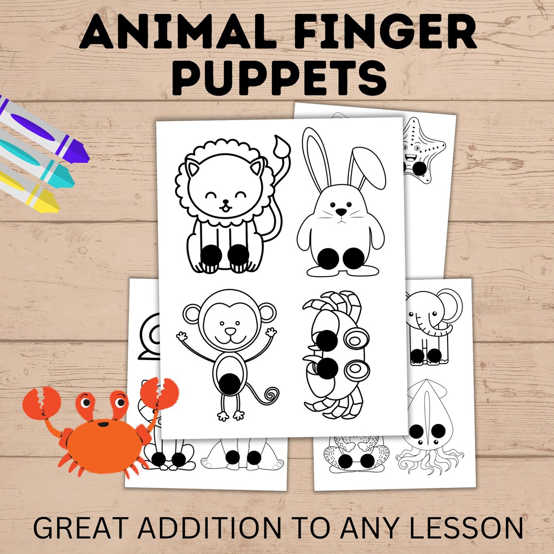 Animal Finger Puppets | Paper Finger Puppets to Color | Printable ...
