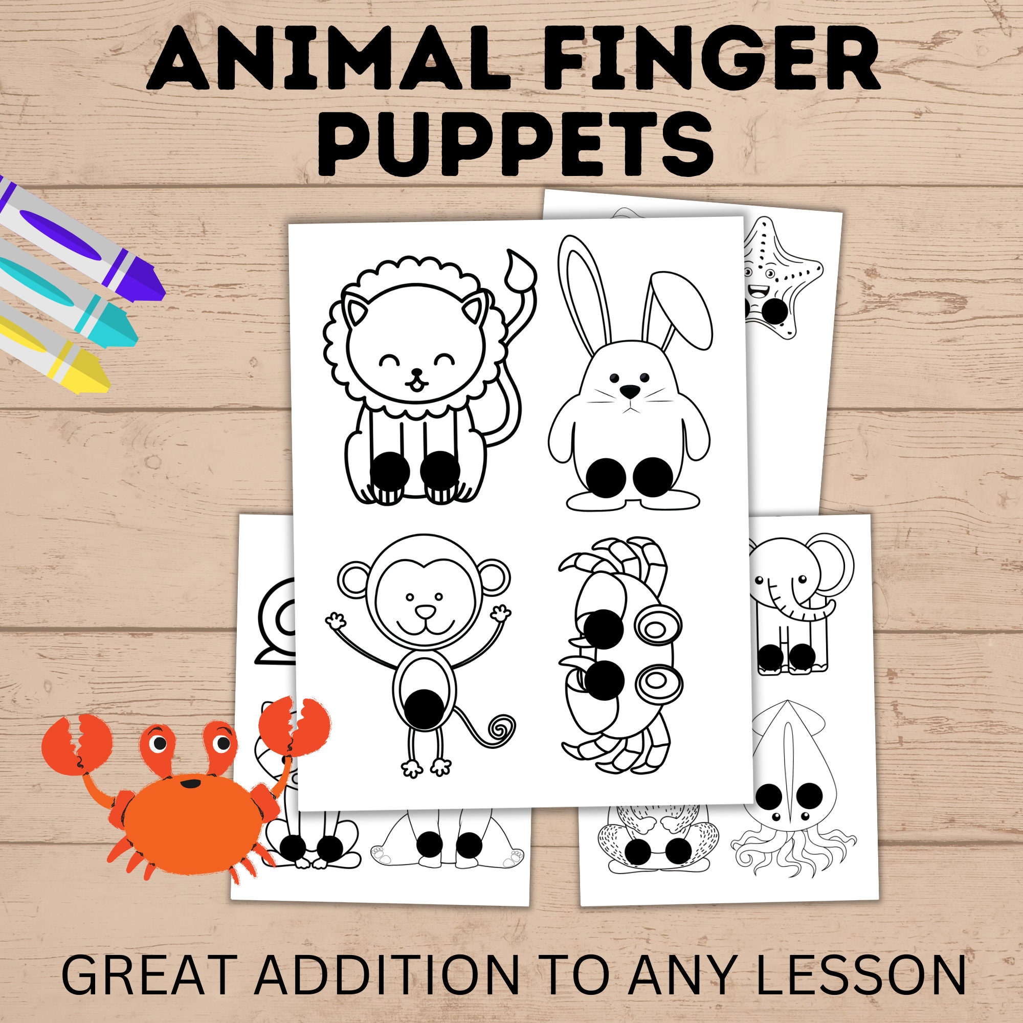 Animal Finger Puppets | Paper Finger Puppets to Color | Printable ...