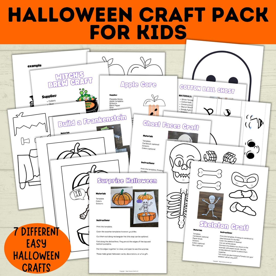 Halloween Craft Pack for Kids | Halloween Crafts | Skeleton Craft ...
