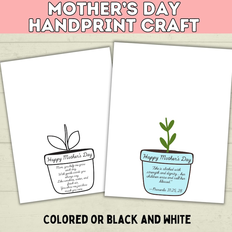 Mother's Day Handprint Flower Craft, Keepsake Art for Mom, Mother's Day ...