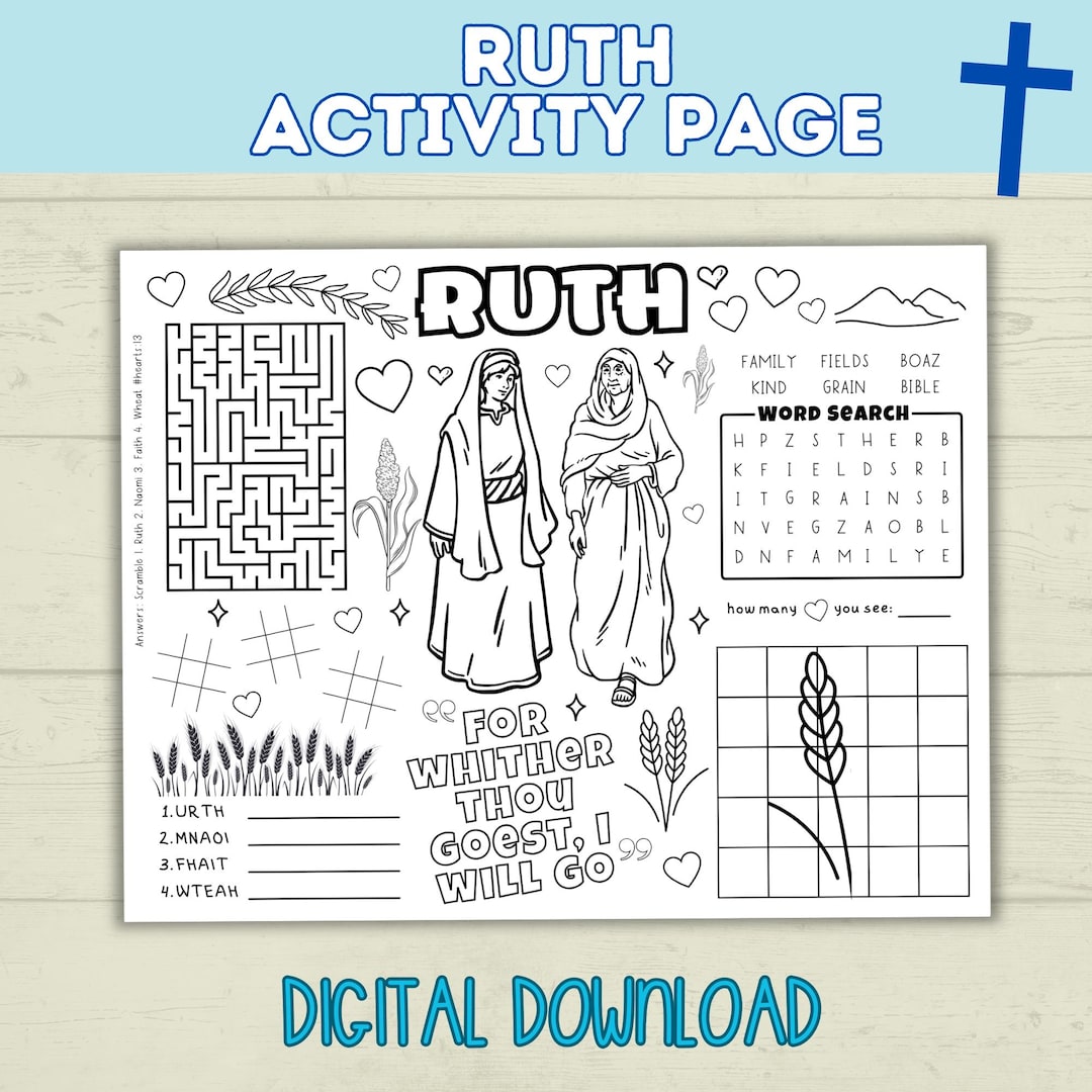 Bible Activity Page | Ruth Coloring Page | Ruth and Naomi | Ruth and Boaz | Christian Digital ...
