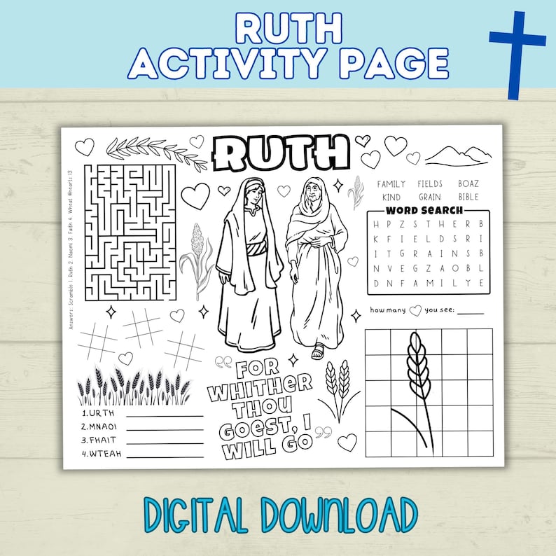 Ruth and Naomi Bible Activity Page: Christian Coloring (PDF ...