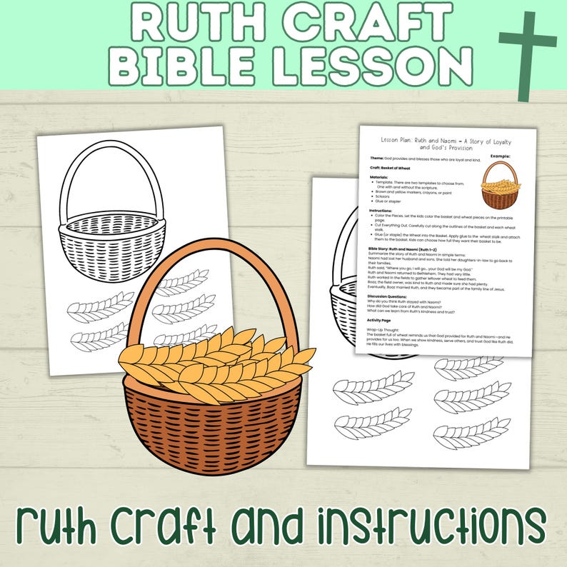 Ruth and Naomi Bible Character Lesson Activity Page Kids, Sunday School ...